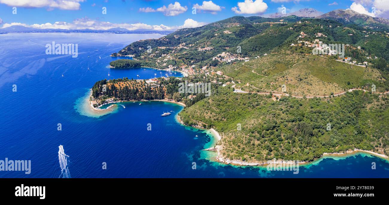 Greece, ionian islands Stunning nature beach scenery of Corfu . Aerial ...