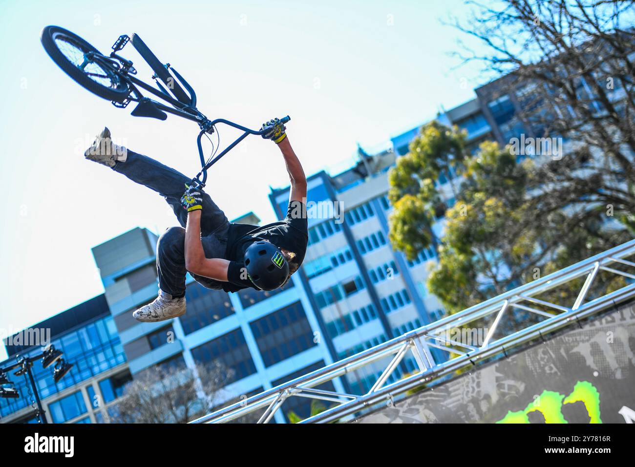 Melbourne, Australia. 27th Sep, 2024. Australian BMX rider Will ...