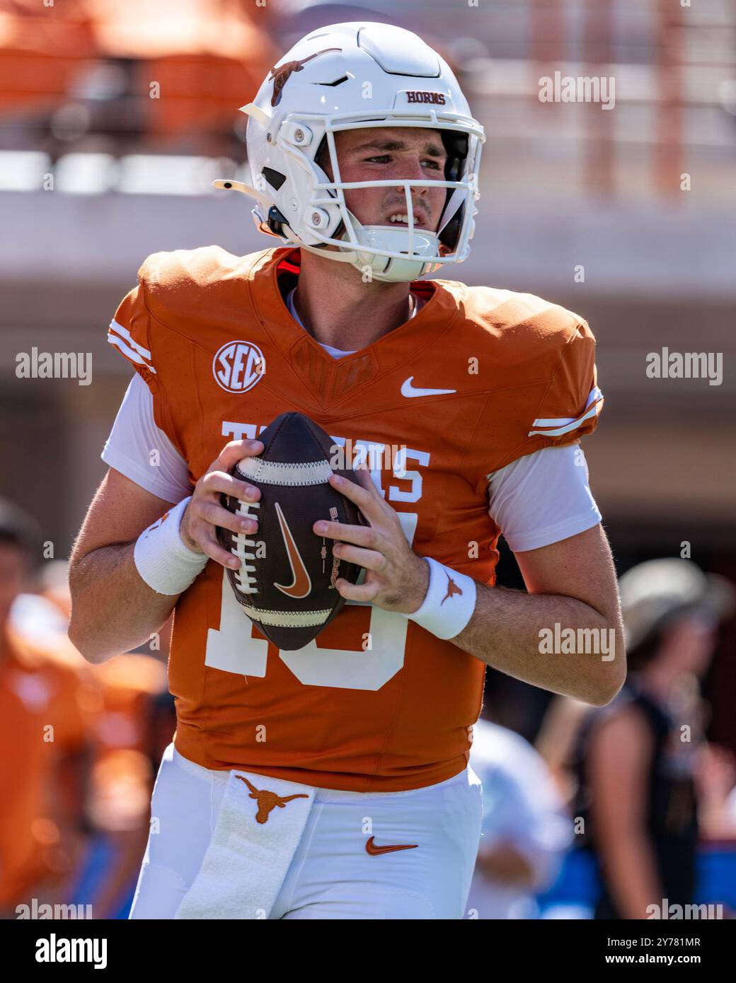 Sept 28, 2024.Trey Owens #15 of the Texas Longhorns during pre game ...