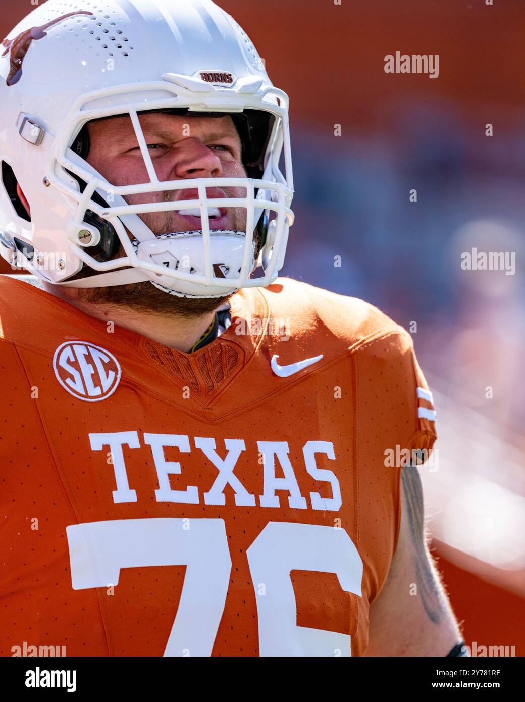 Sept 28, 2024.Hayden Conner #76 of the Texas Longhorns during pre game ...