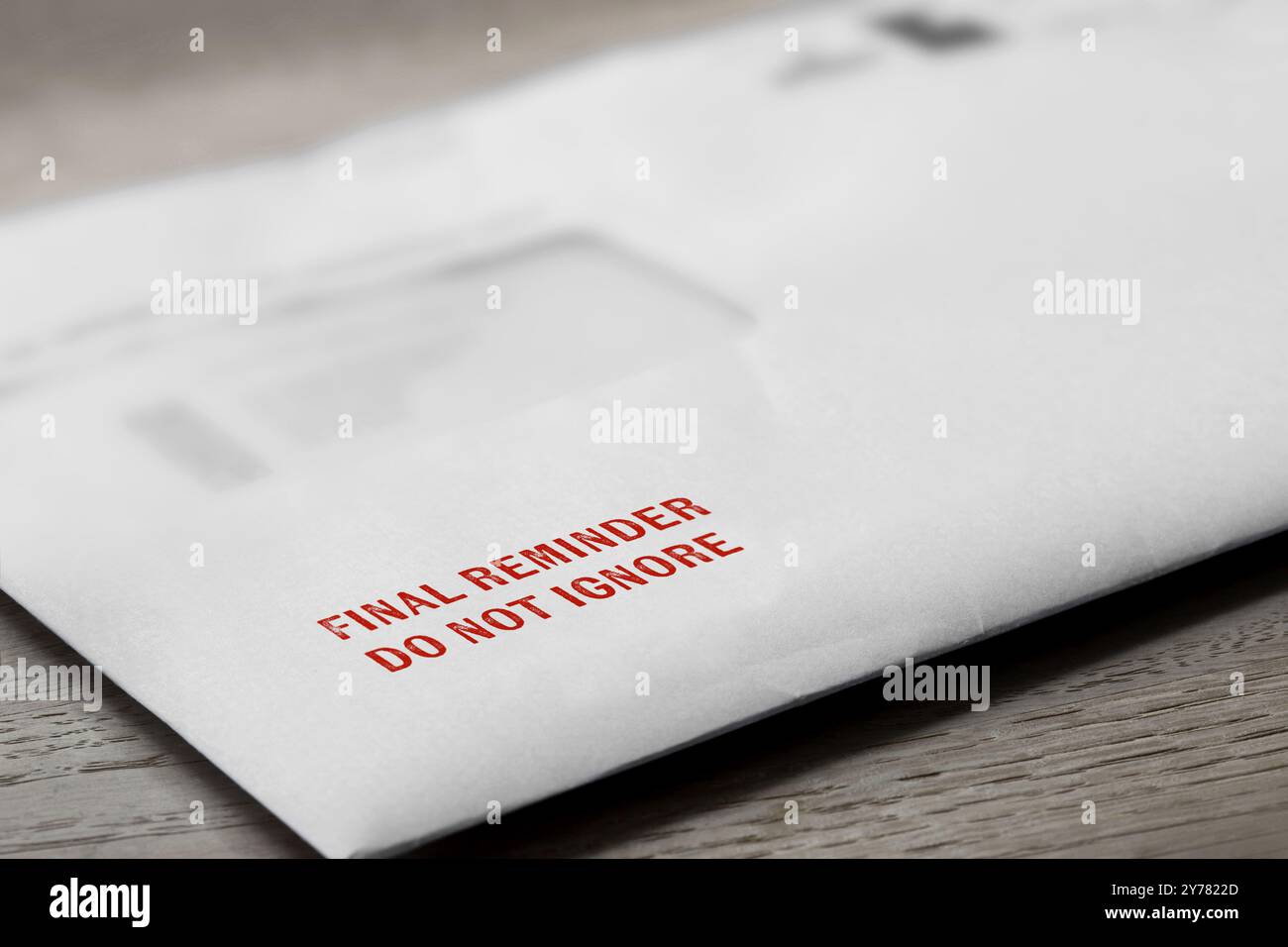 Final reminder do not ignore letter stamped in red on an envelope. Cost ...