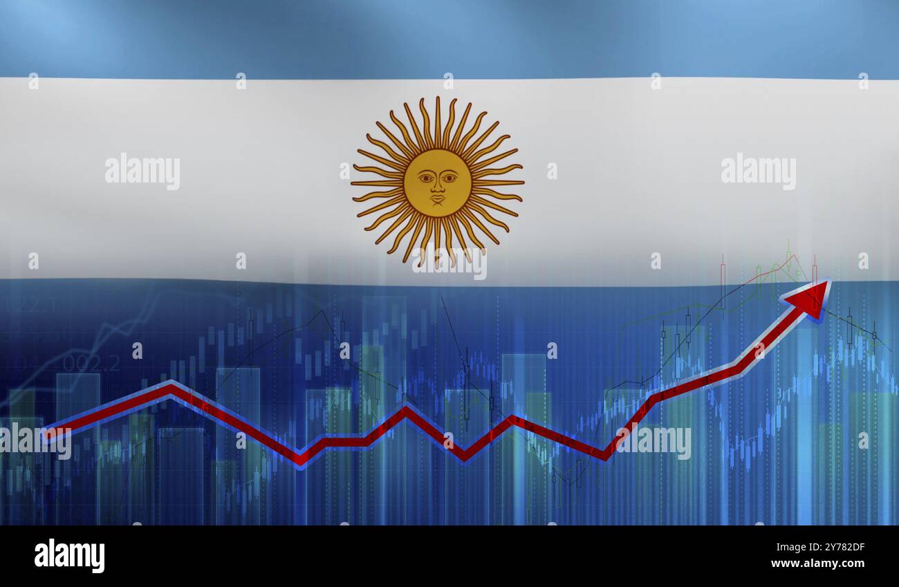 Graph of recovery of the Argentine economy. Rise of the Argentine economy in the graph Stock ...