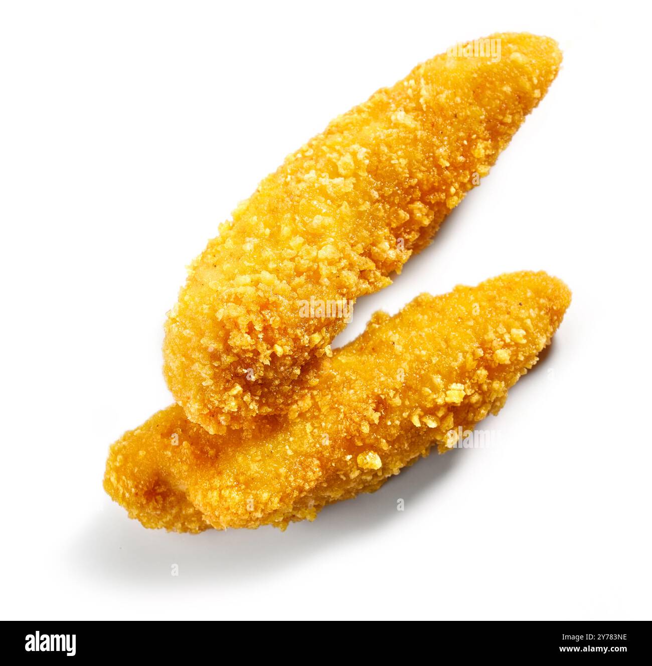 fried chicken fillet strips isolated on white background, top view ...