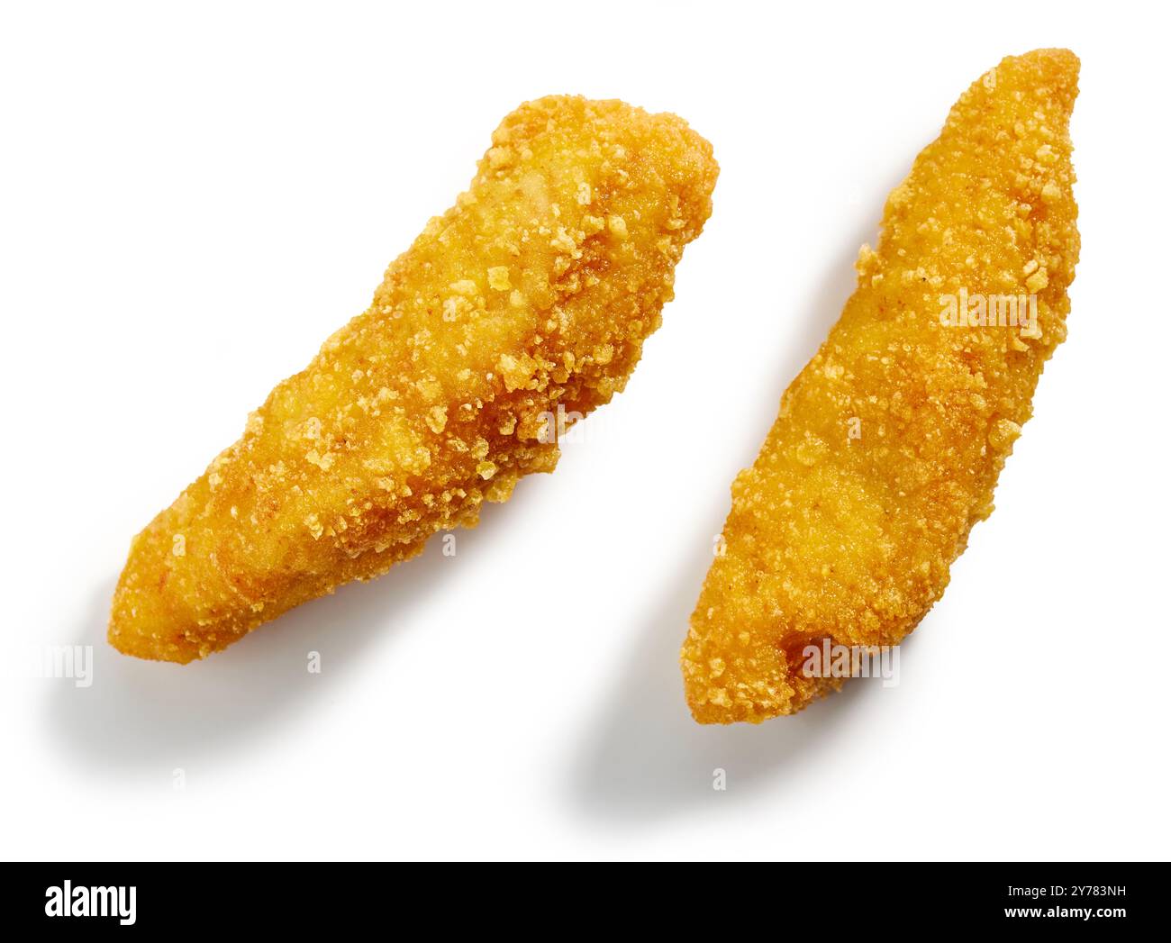 fried chicken fillet strips isolated on white background, top view ...