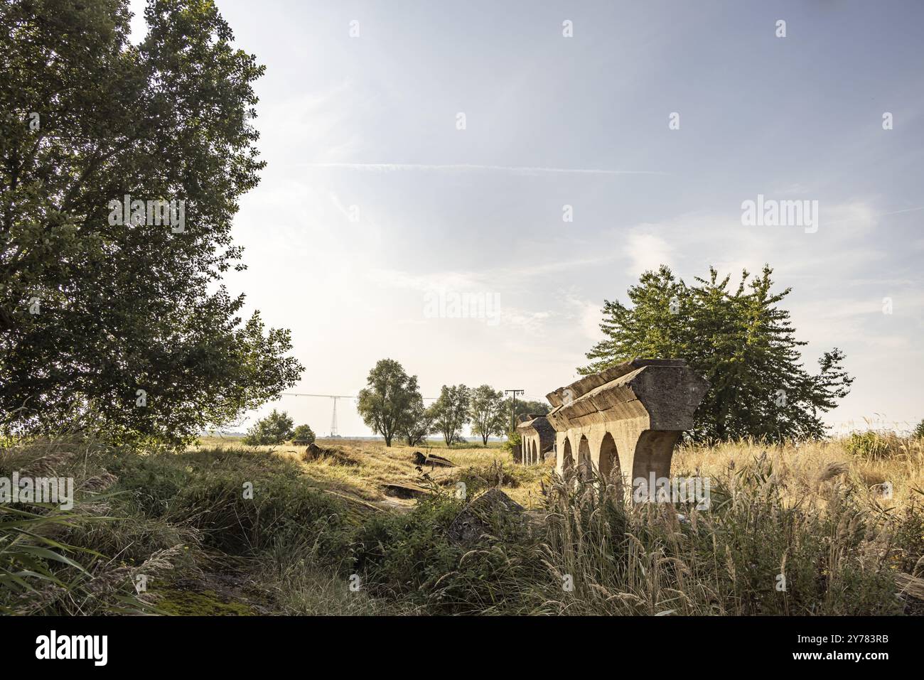 Blasted bunkers in the Peene meadows near the Historical-Technical ...