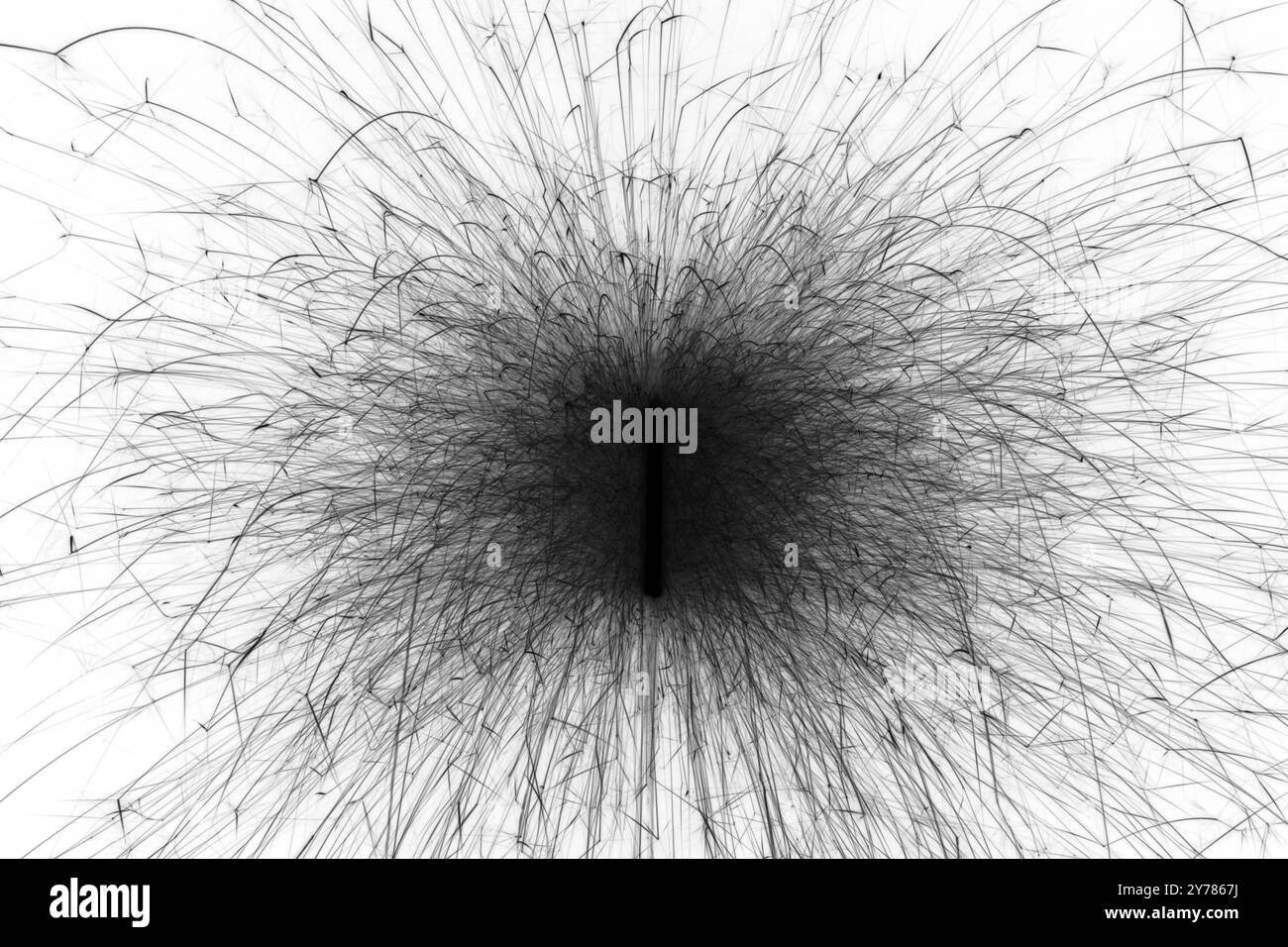 Abstraction black sparks from the explosion, metal particles inversion ...