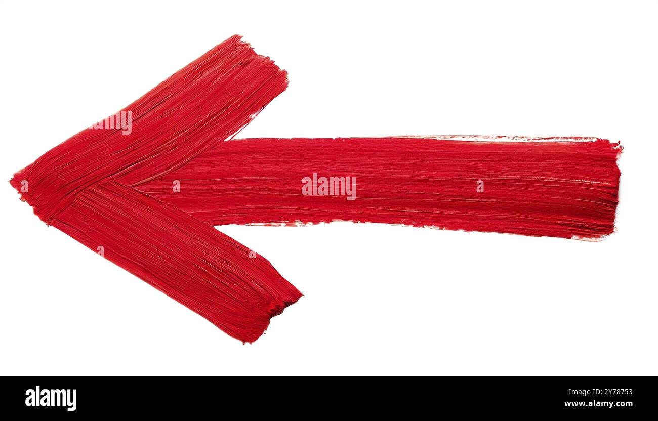 Red oil paint arrow isolated on white background Stock Photo - Alamy
