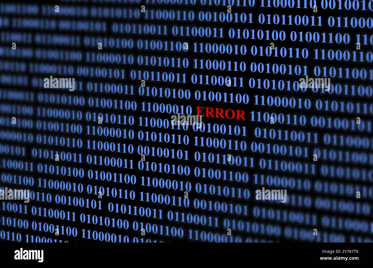 Word bug red on background Binary code blue numbers on black Stock Photo - Alamy