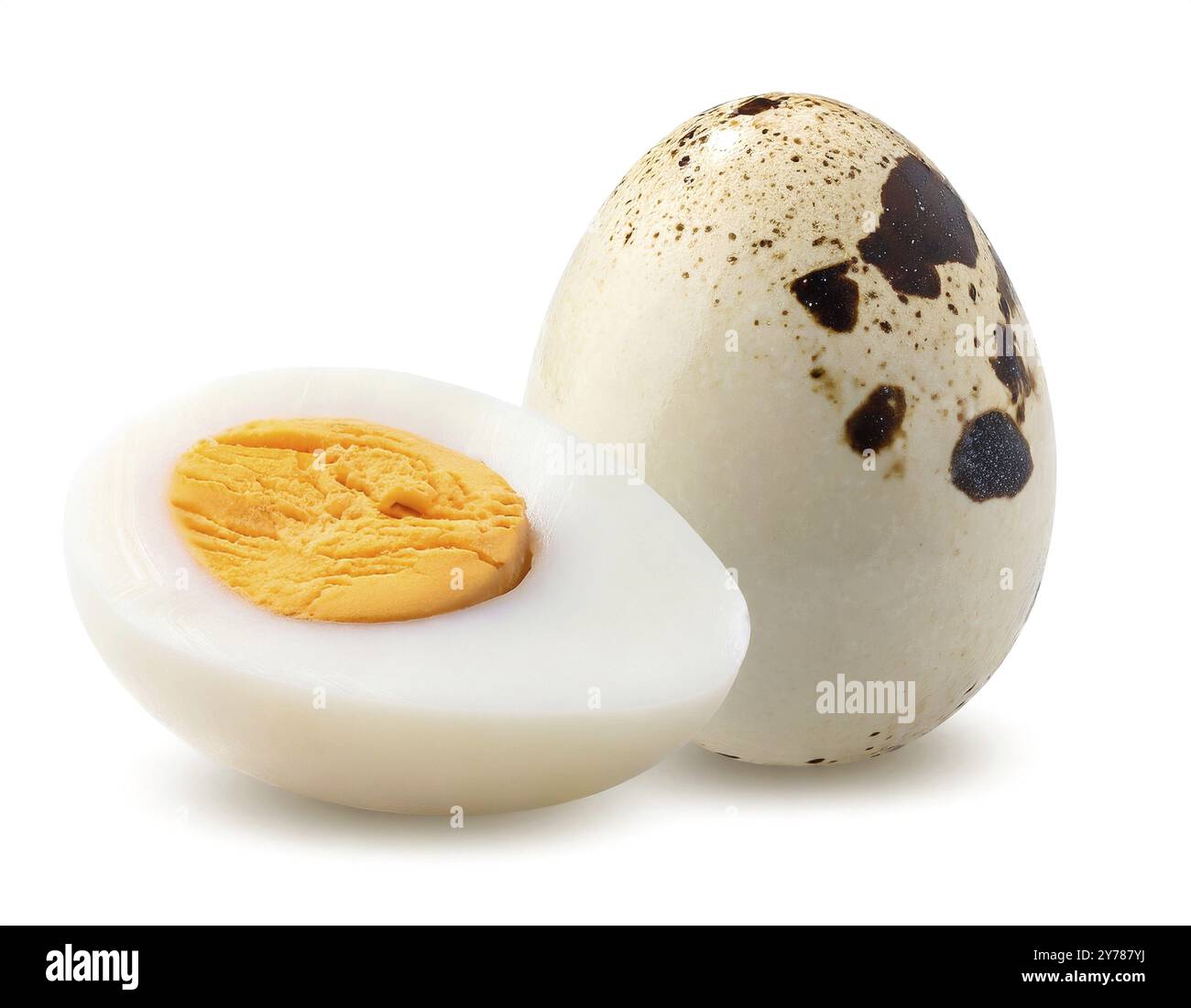Quail egg and eggshell isolated on white background. Clipping path ...