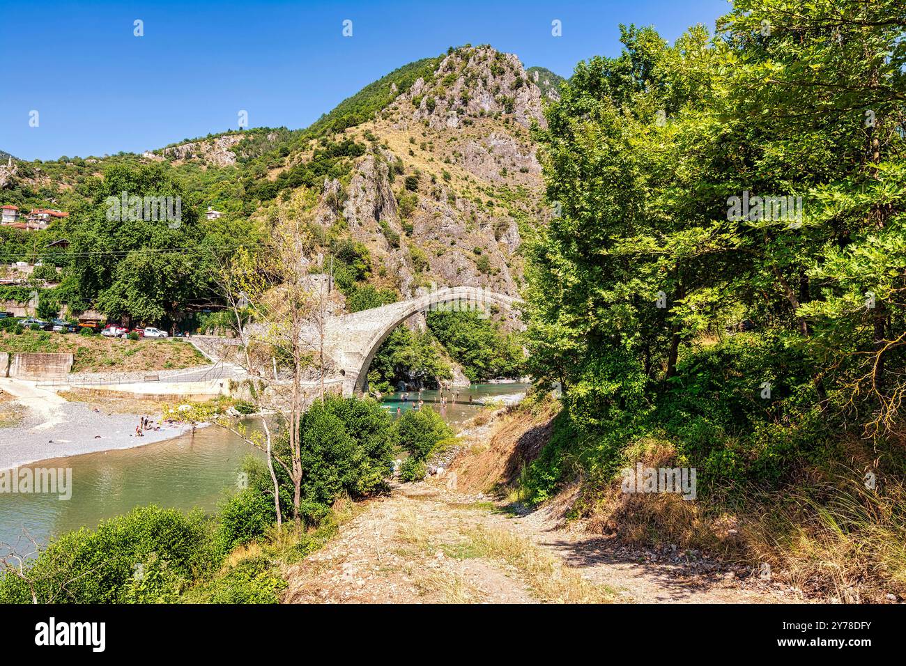 Historic Konitsa Bridge, one of the largest single-span stone-arch ...