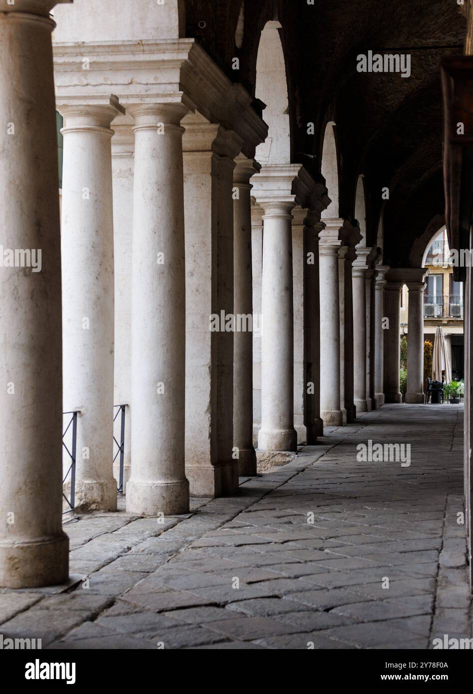Columns of the famous Vicenza downtown, open gallery of the Basilica ...