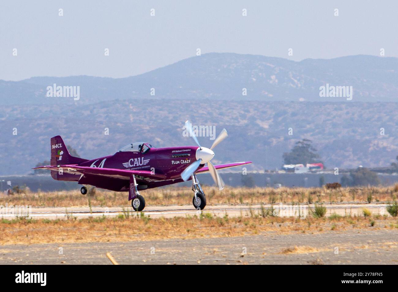 Vicky Benzing, lands her 1944 North American P-51D during the 2024 ...