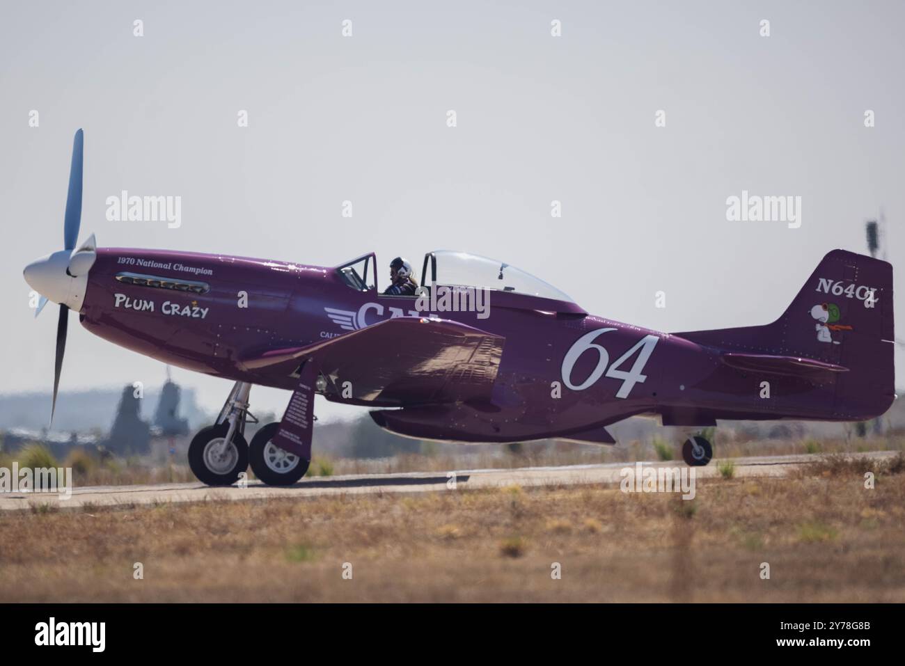 Vicky Benzing, piloting her 1940 Boeing-Stearman Model 75, lands on the ...
