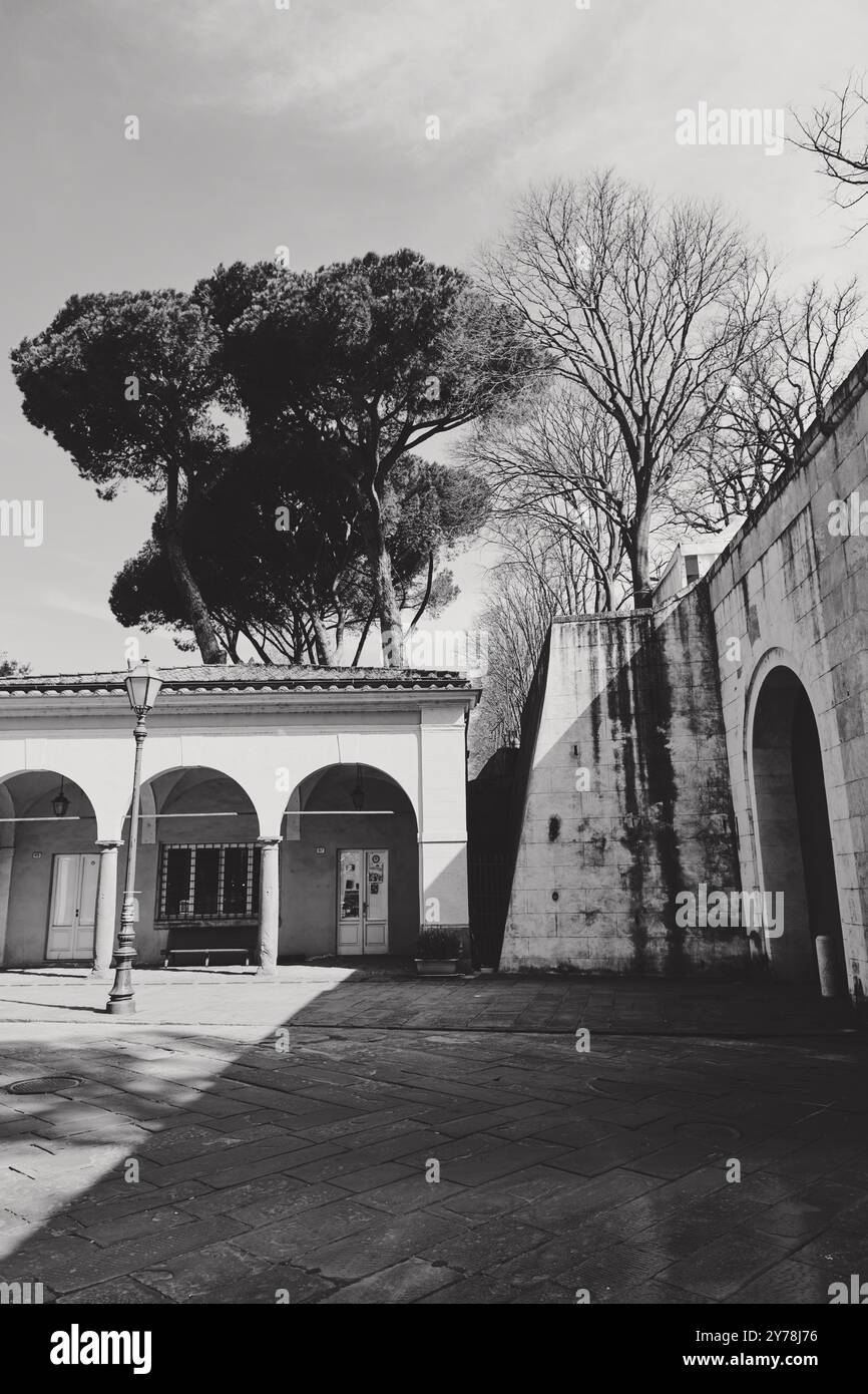 (Black and white conversion)Porta Elisa, walled gate in Lucca, Italy ...