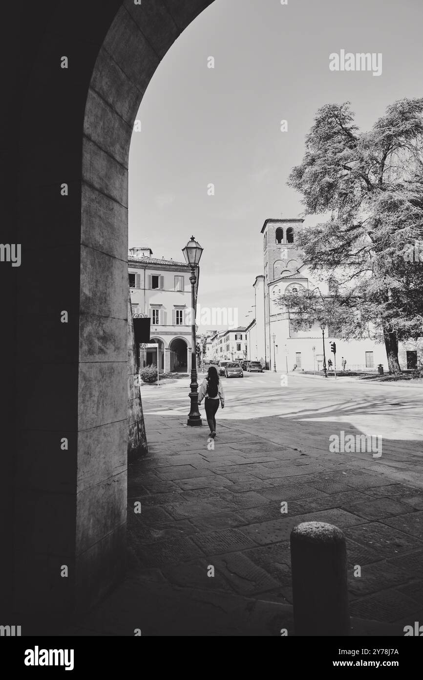 (Black and white conversion)Porta Elisa, walled gate in Lucca, Italy ...