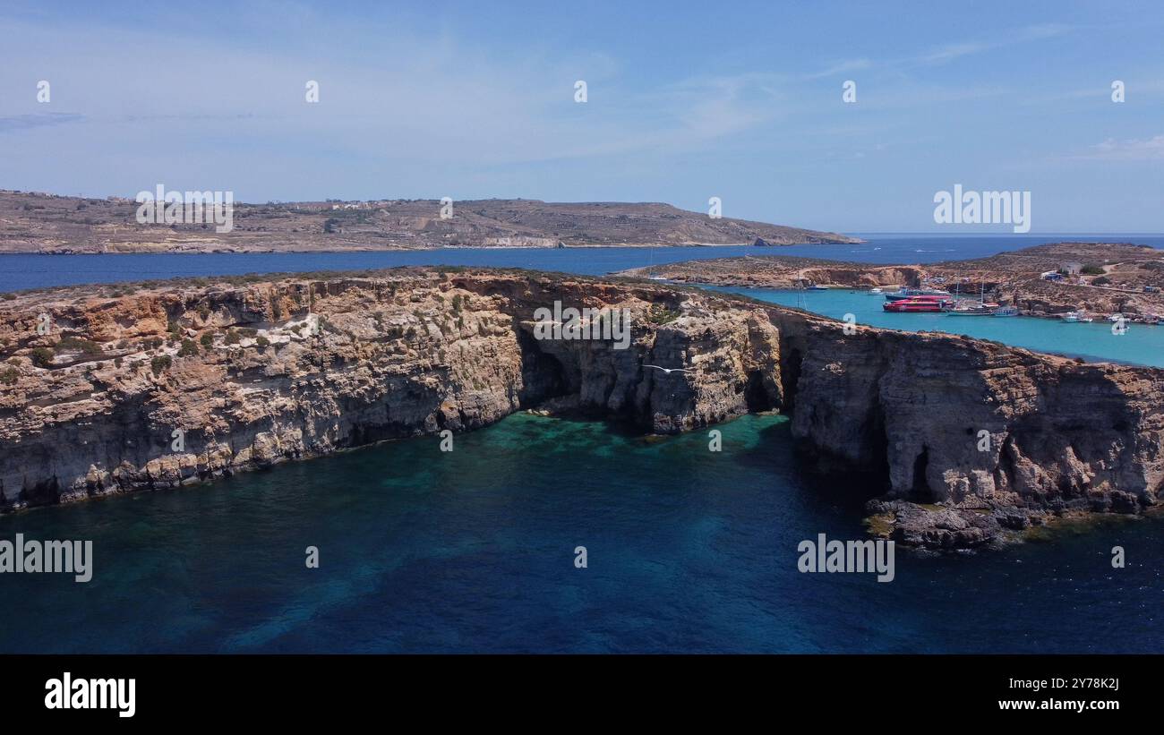 Aerial view sea caves cominotto hi-res stock photography and images - Alamy