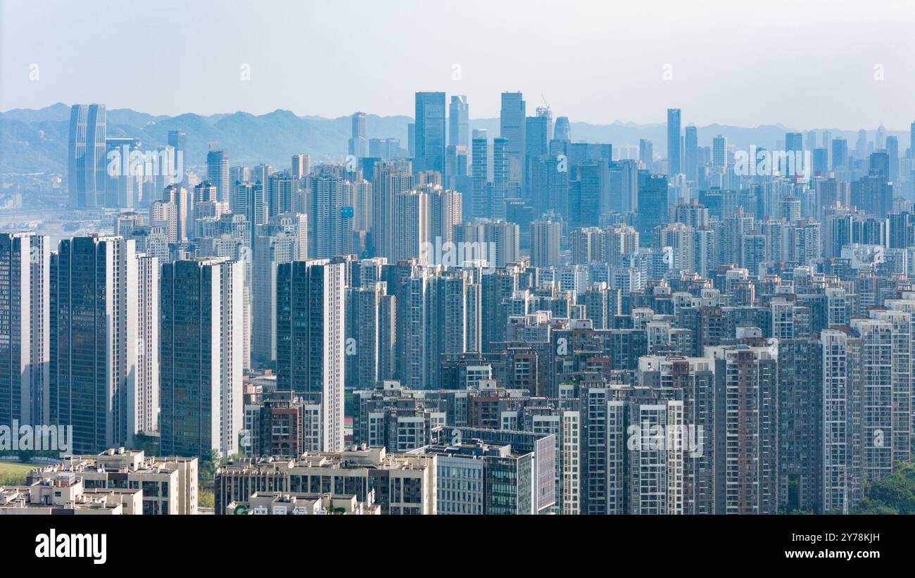 CHONGQING, CHINA - SEPTEMBER 28, 2024 - High-rise buildings are seen in ...