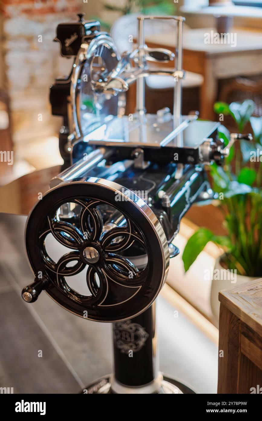 Vintage italian hand slicer for big pieces of ham Stock Photo - Alamy