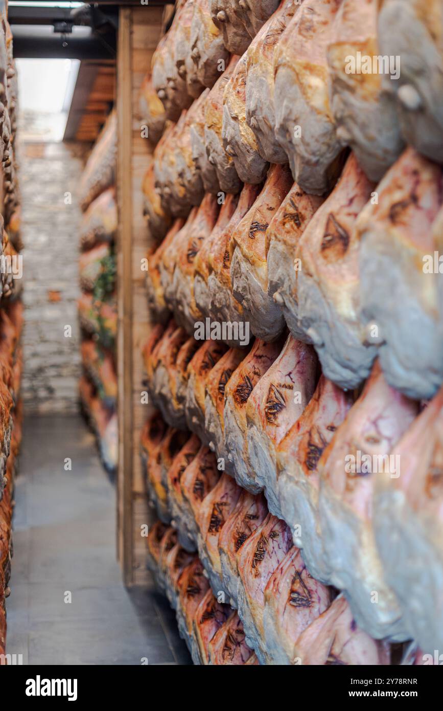 Artisanal manufacturing of hams seasoning Stock Photo - Alamy