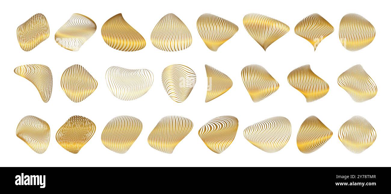 Elegant Luxury Gold Abstract Amorphous Shape Collection With Lines ...