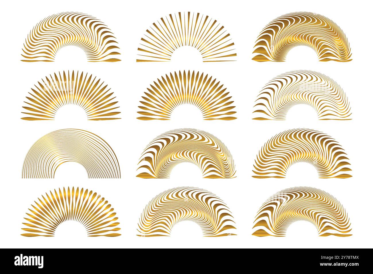 Gold Abstract Arch Shape Sunshine Elements Set Stock Vector Image & Art ...