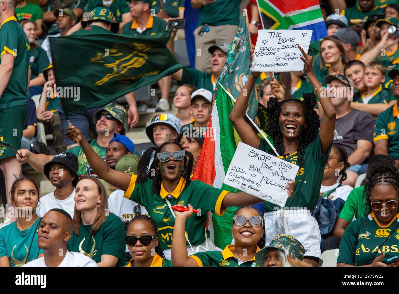 Excited Springbok fans during the Castle Lager Rugby Championship 2024 ...