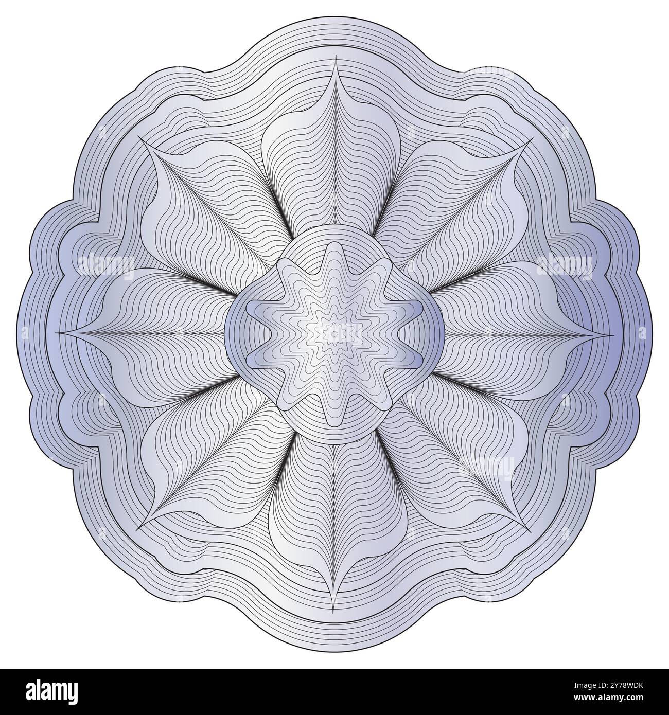 Blue Elegant Traditional Guilloche Certificate Watermark Flower Badge ...