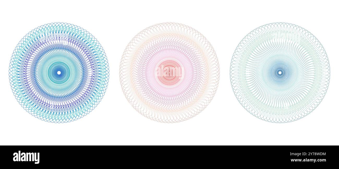 Colorful Modern Guilloche Certificate Watermark Set Collection Stock ...