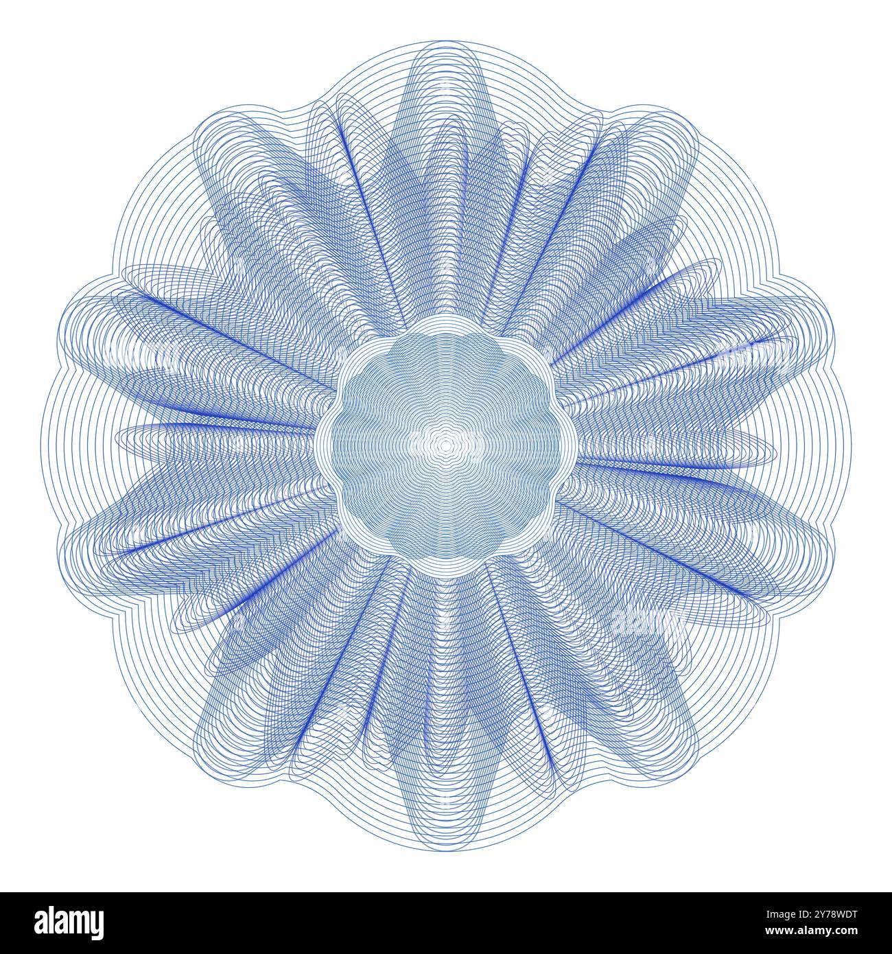 Blue Round Flower Floral Guilloche Certificate Watermark Shape Isolated ...