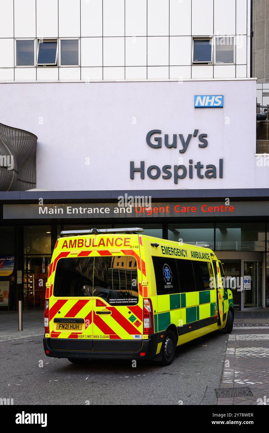 London, UK - September 21, 2024; Emergency ambulance at Guy's Hospital ...