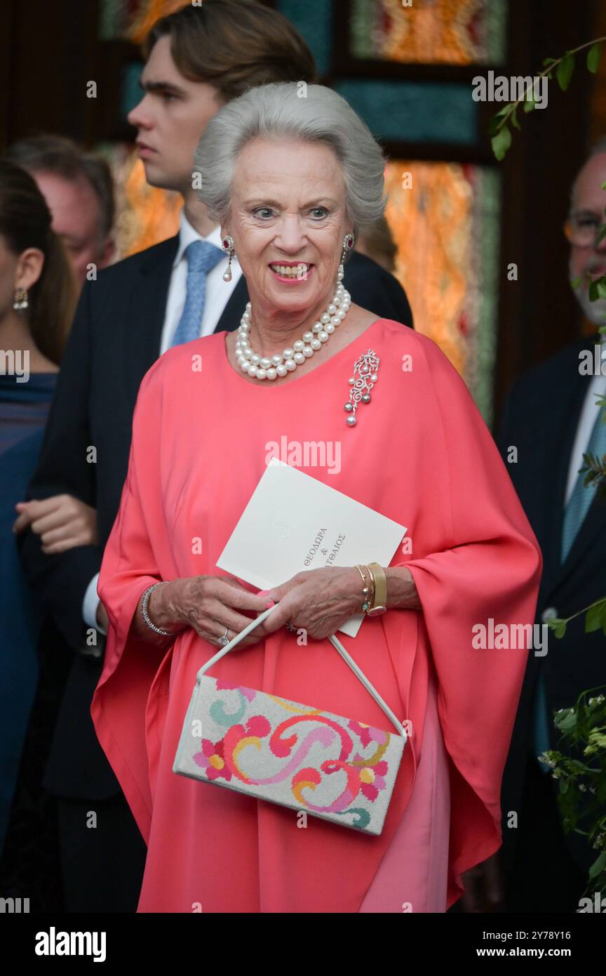 Athens, Greece. 28 September 2024. Princess Benedikte of Denmark exits ...