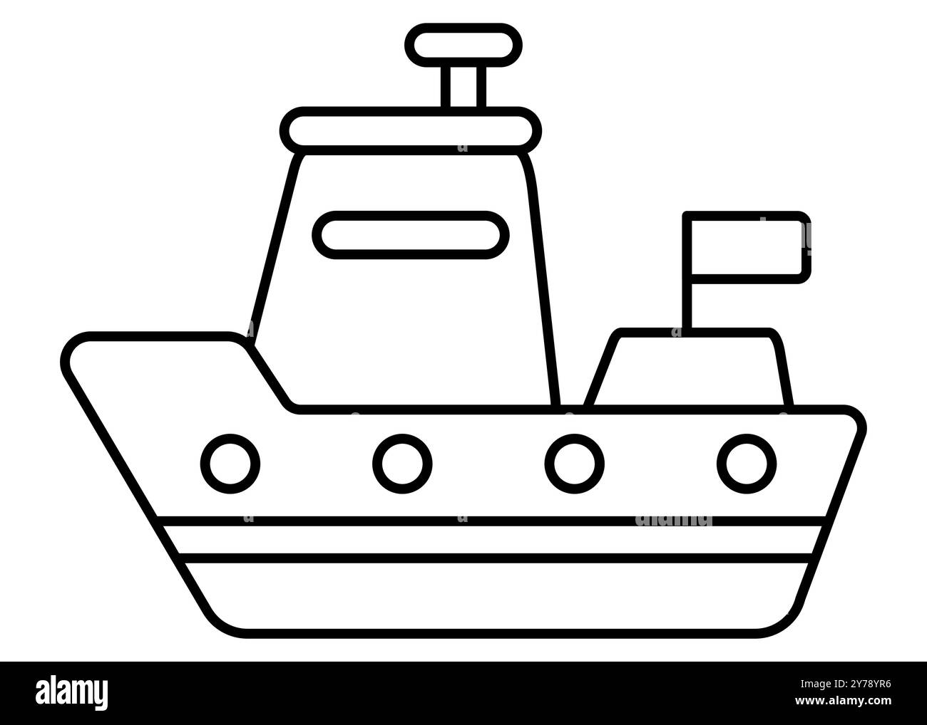 Ship boat clip art. Outline design for kids drawing and coloring. Vector illustration Stock ...