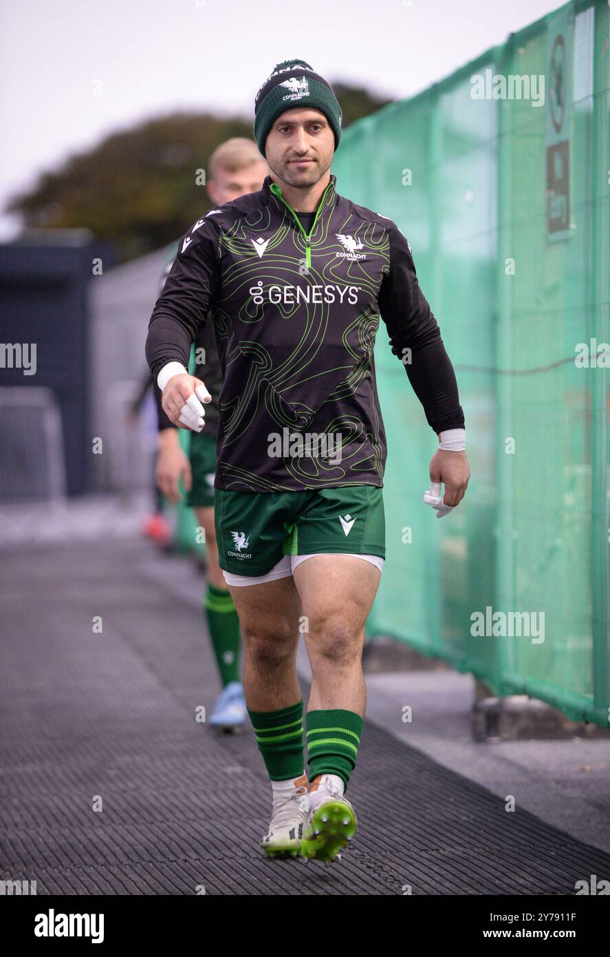 Galway, Ireland. 28th September, 2024. Connacht's Caolin Blade takes to ...