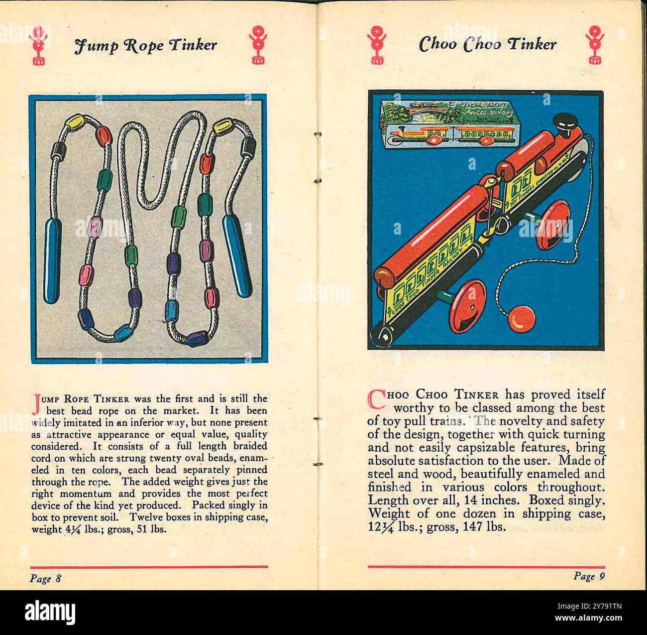 Jump Rope and Choo Choo Train Tinker. Vintage distributor Catalog Pages ...