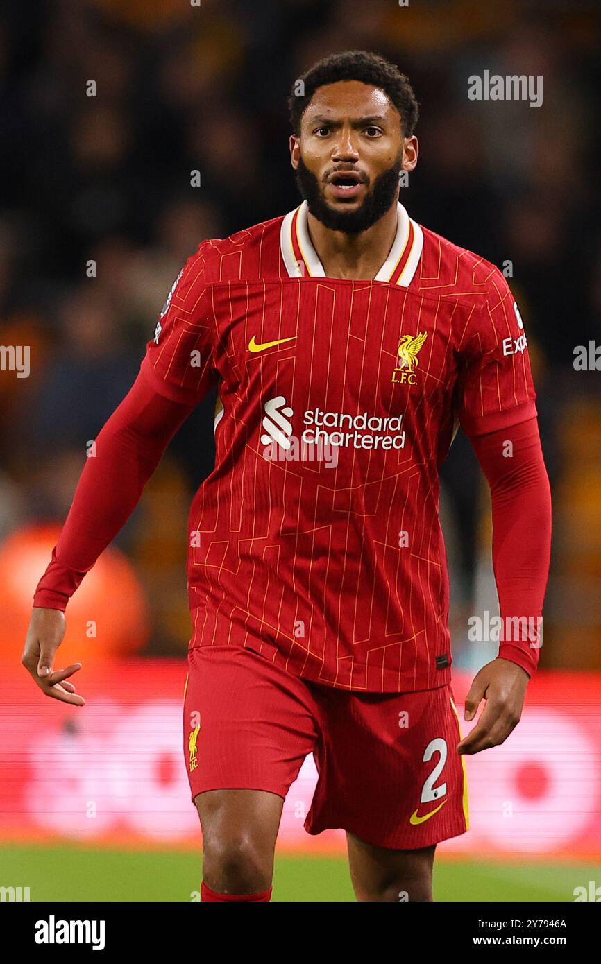 Wolverhampton, UK. 28th Sep, 2024. Joe Gomez of Liverpool during the ...