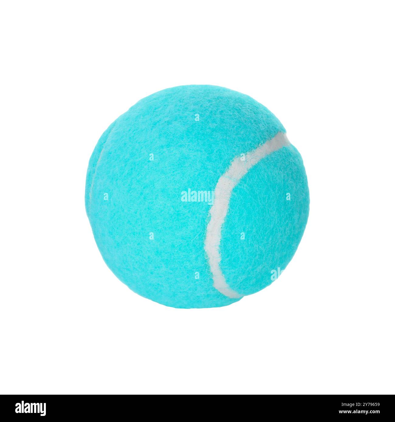 One cyan tennis ball isolated on white Stock Photo - Alamy