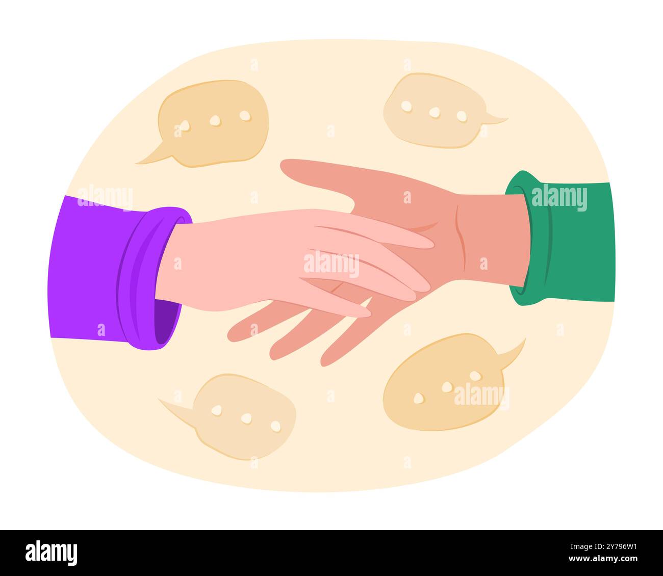 Handshake Gesture Hand Drawn Flat for Communication and Greeting ...
