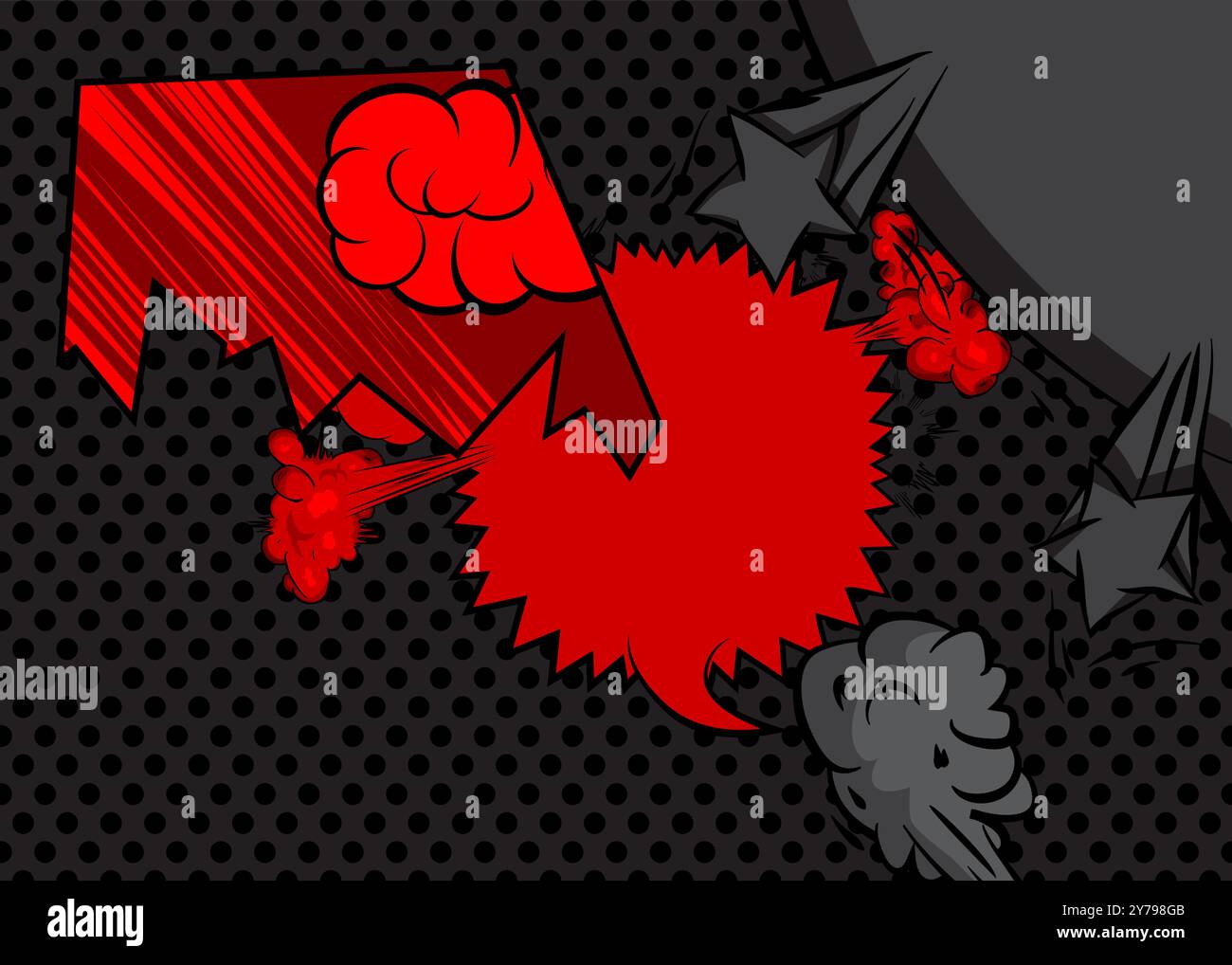 Cartoon red and black background, comic book backdrop. Retro vector ...