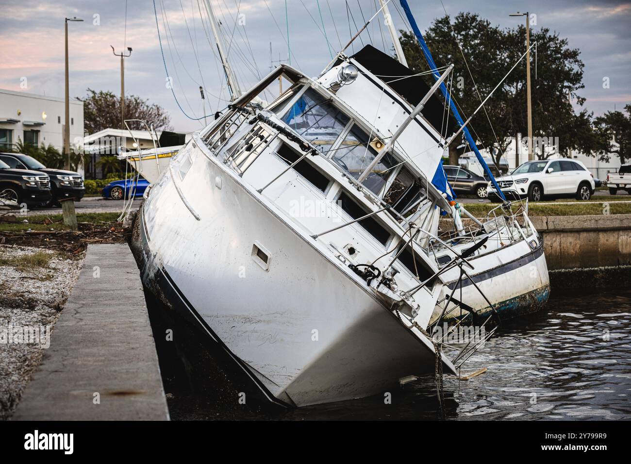 Davis Island, Florida, USA. 28th Sep, 2024. Boats which were anchored ...