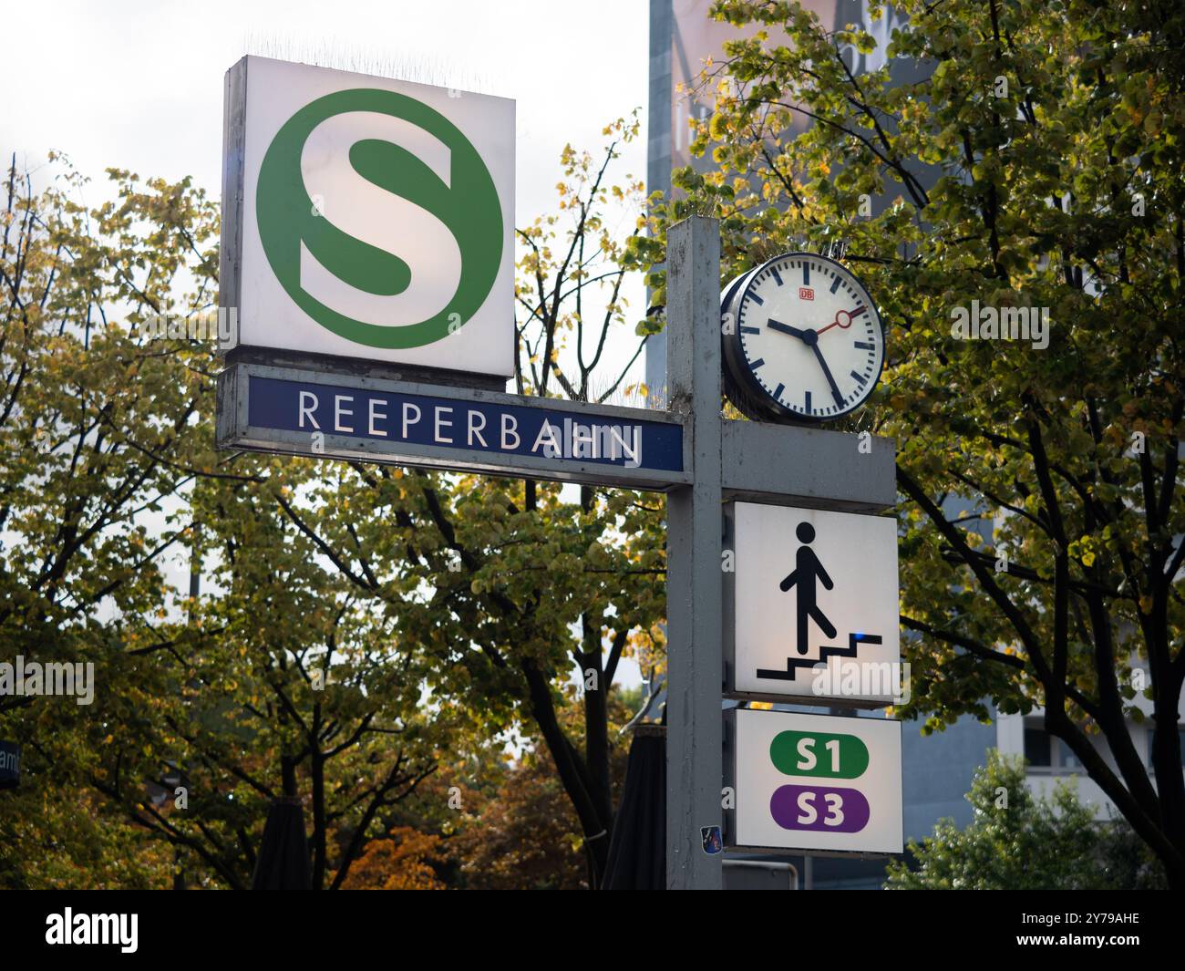 Hamburg Reeperbahn train station in the St. Pauli district. Sign of the ...