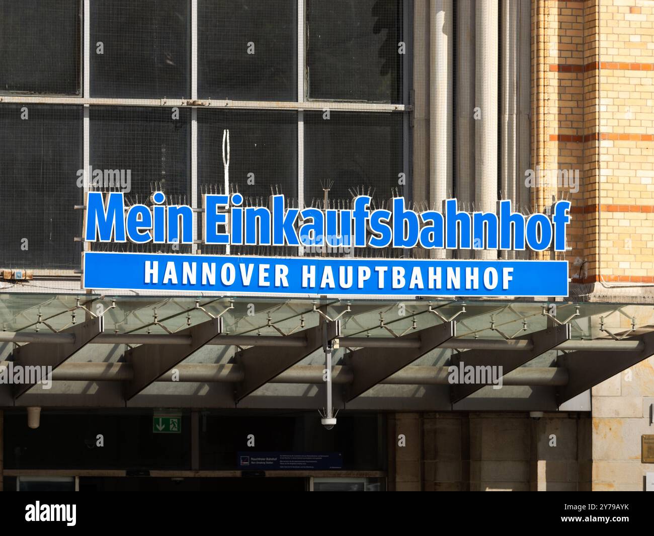 Hannover Hauptbahnhof (Hanover central station) sign over the entrance ...