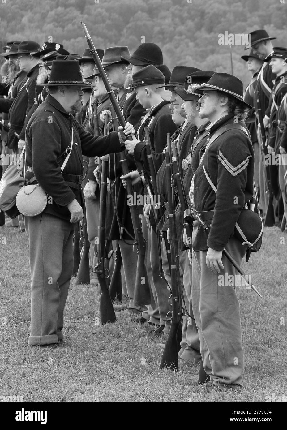 Assembled Civil War Union Army Infantry during a Weapons Inspection (re ...