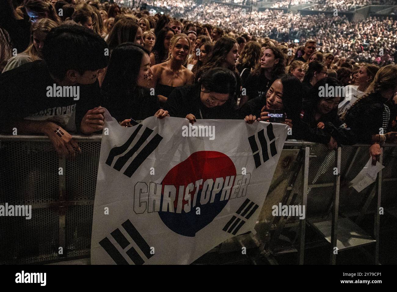 Copenhagen, Denmark. 27th, September 2024. Korean concert goers seen at ...