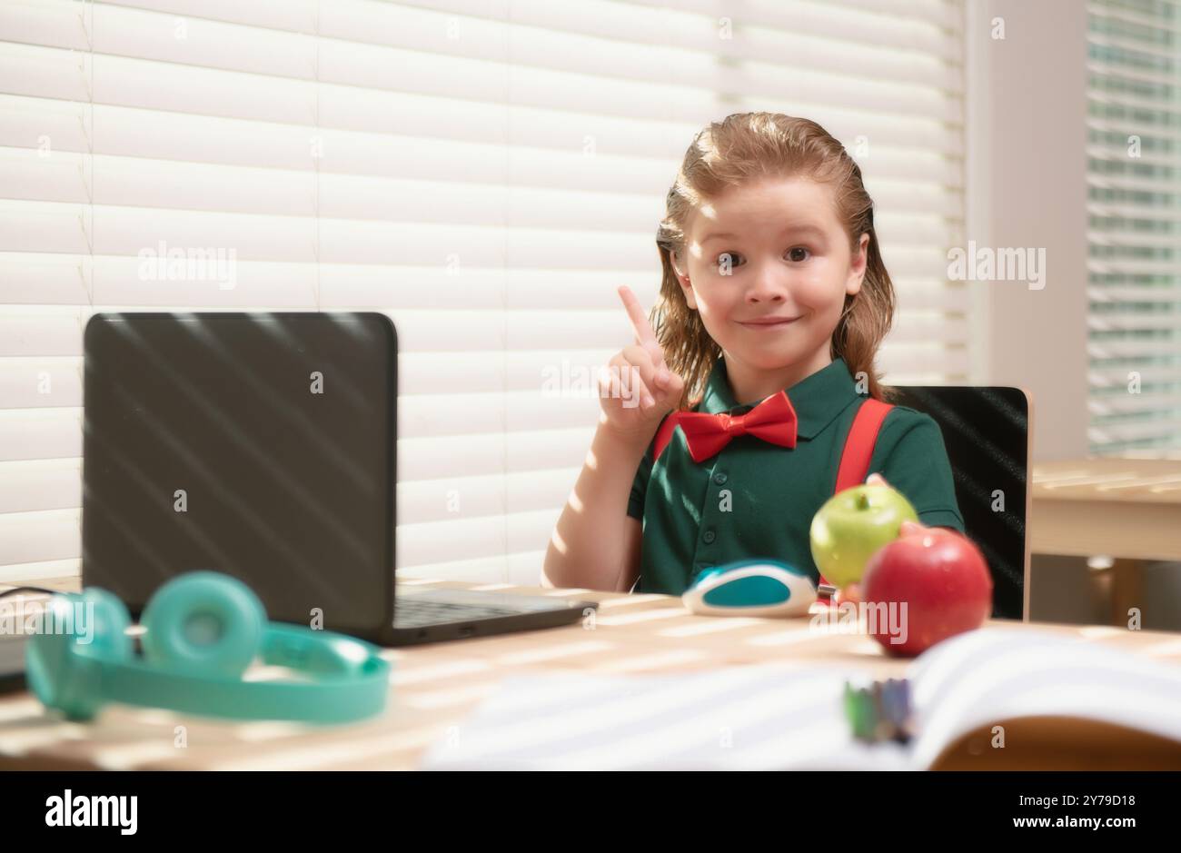 Back to school. Funny school boy from elementary school with book and ...