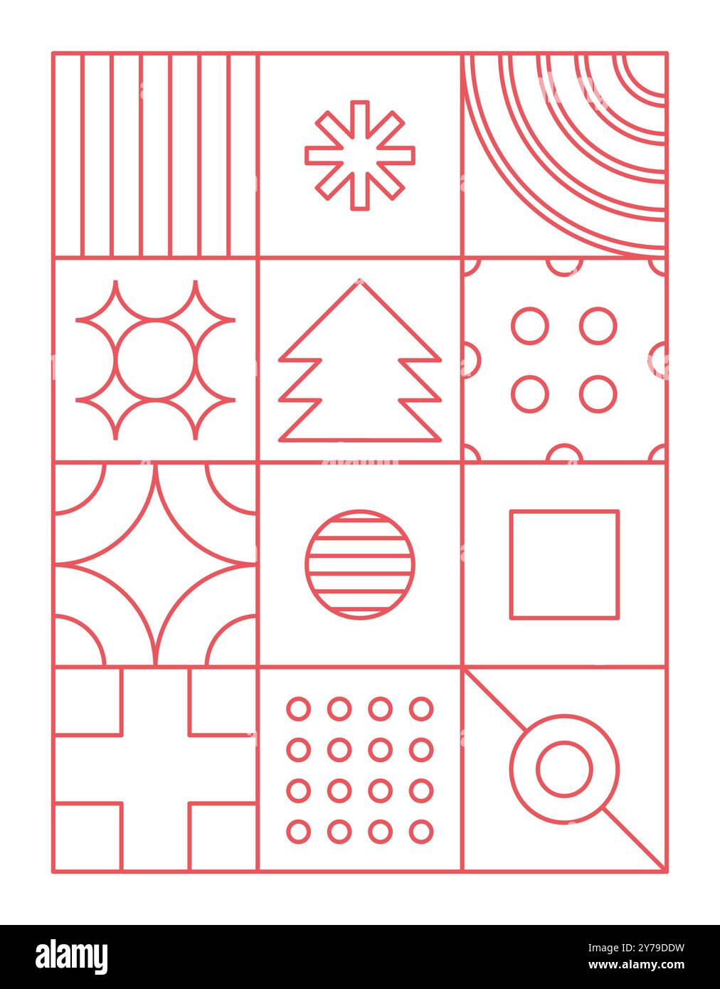 Geometric red outline shapes bauhaus background Stock Vector Image ...