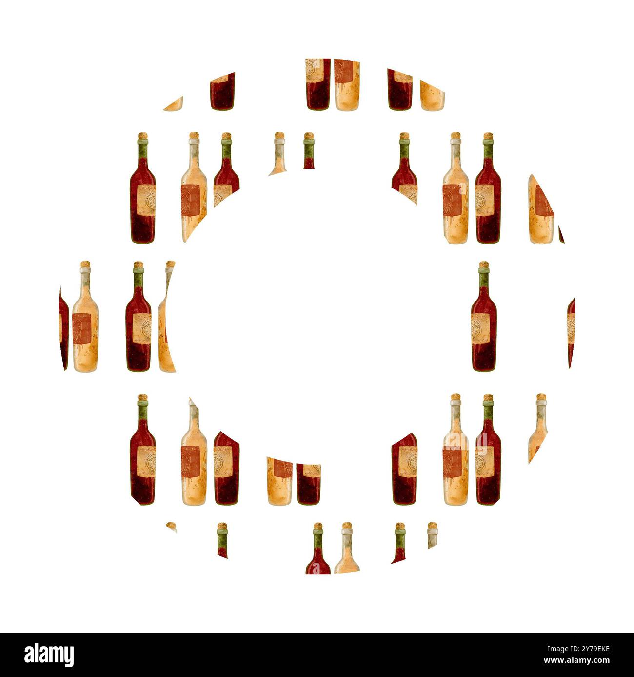 An artistic arrangement of wine bottles in a circular pattern, ideal ...
