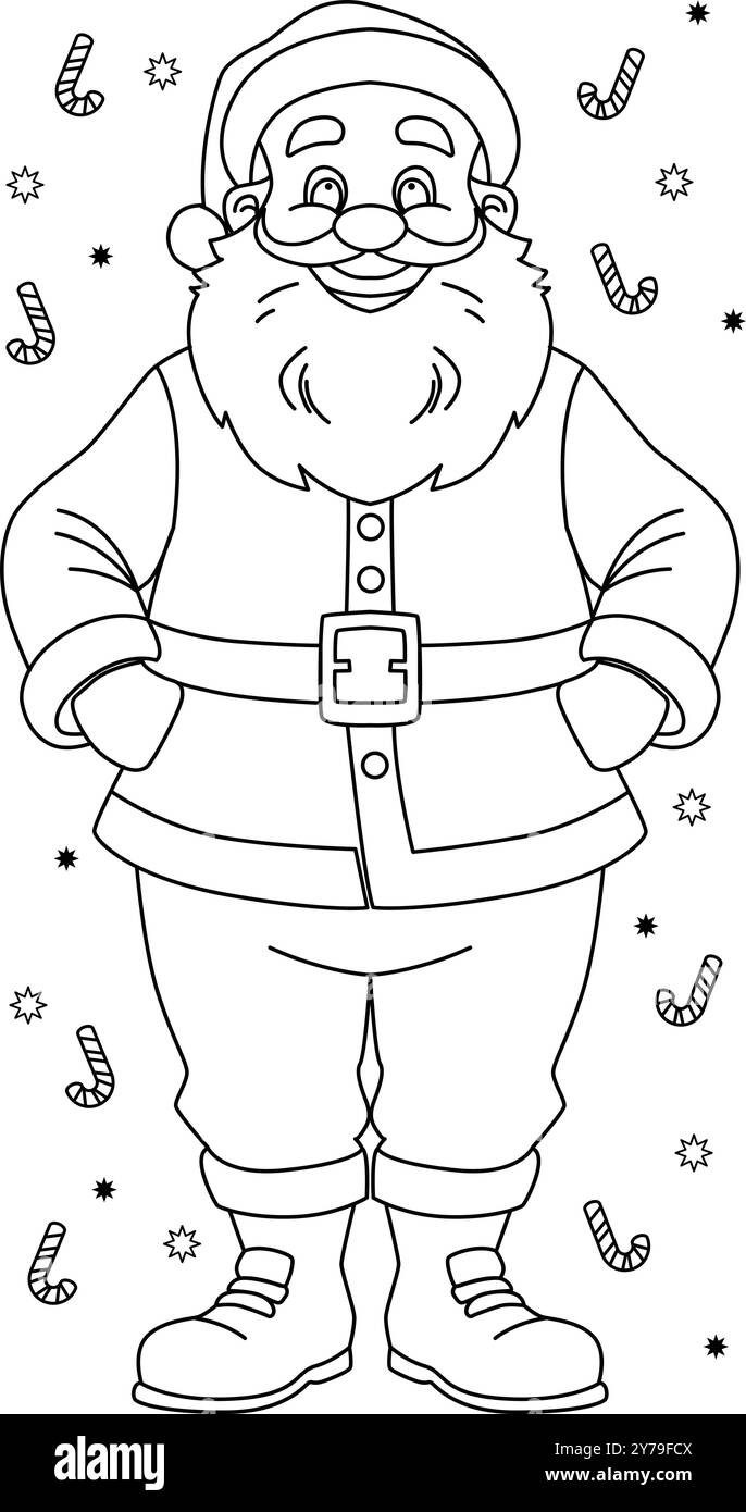 Santa Claus line art style coloring books for kids Stock Vector Image ...