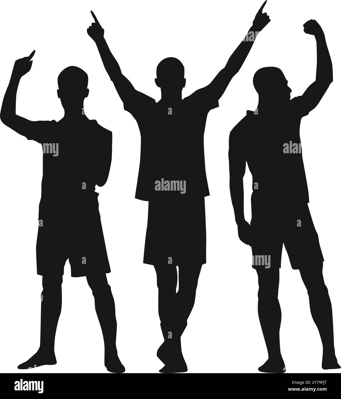 Football player celebration after goal silhouettes Stock Vector Image ...