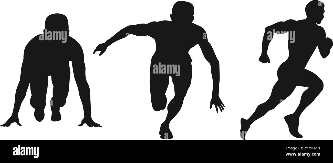 Illustration men start running silhouette set Stock Vector Image & Art ...