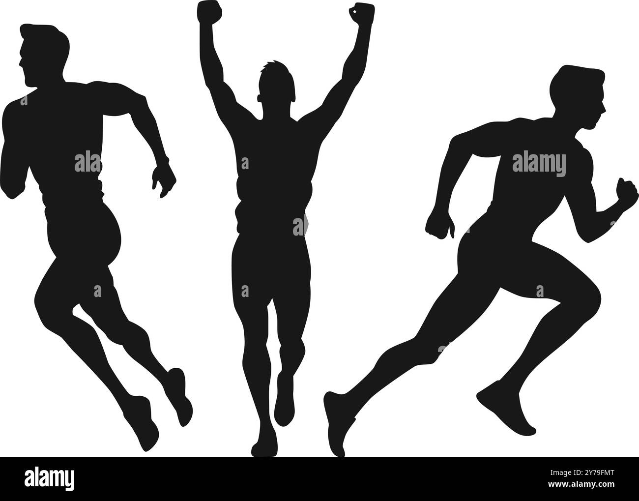 Illustration running athlete celebration silhouette Stock Vector Image ...
